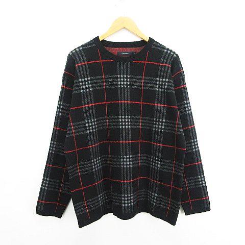 【中古】レイジブルー RAGEBLUE ニット セーター 長袖 丸首 チェック L ブラック×グレー×レッド ※EKM メンズ 【ベクトル 古着】 251021ブランドレイジブルー RAGEBLUE表記サイズL実寸サイズ肩幅：54.5cm　...