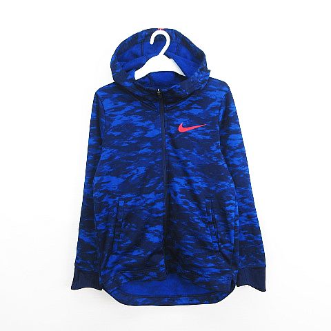 【中古】ナイキ NIKE BASKETBALL パーカー ジャケット 長袖 ジップアップ 総柄 ロゴ 裏フリース L ブルー系 ※EKM キッズ 【ベクトル 古着】 260121ブランドナイキ NIKE表記サイズL チェスト 75 身長 1...