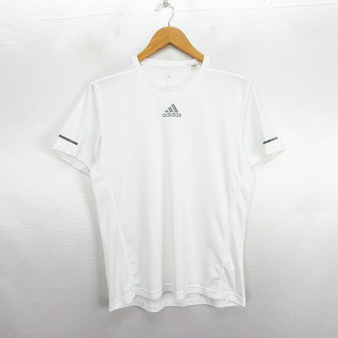 【中古】アディダス adidas running Tシャツ カットソー 半袖 クルーネック ロゴ O ホワイト ランニングウェア ※EKM メンズ 【ベクトル 古着】 260603ブランドアディダス adidas表記サイズO実寸サイズ肩幅：...