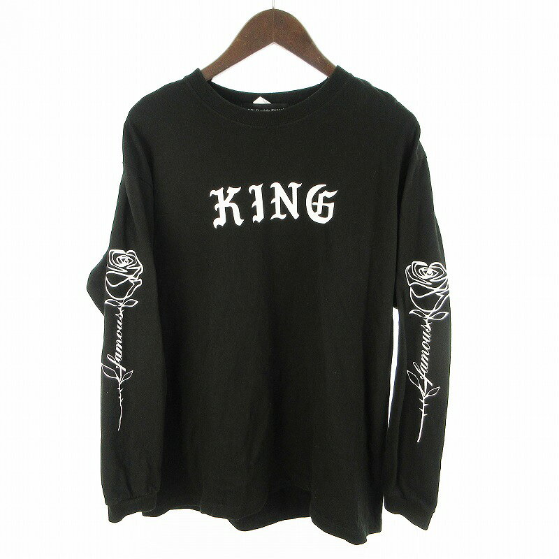 【中古】ワールドワイドフェイマス WORLD WIDE FAMOUS L ロンTシャツ 長袖 ロゴ プリント ブラック 黒 ホワイト 白 コットン トップス メンズ 【ベクトル 古着】 260720ブランドワールドワイドフェイマス WORL...