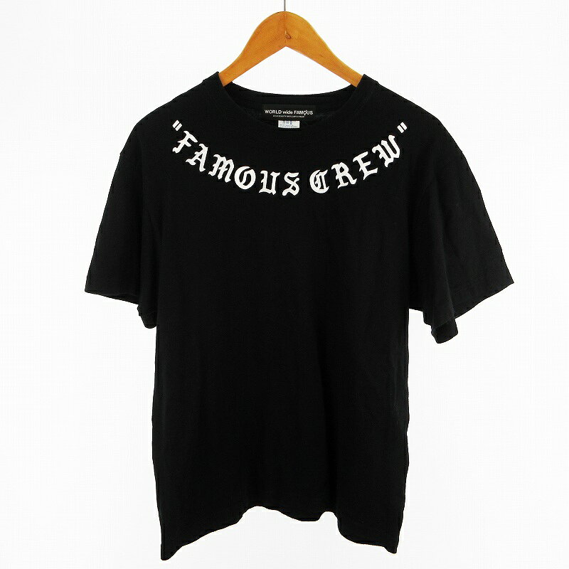 【中古】ワールドワイドフェイマス WORLD WIDE FAMOUS L Tシャツ 半袖 アーチロゴ プリント ブラック 黒 コットン トップス メンズ 【ベクトル 古着】 260713ブランドワールドワイドフェイマス WORLD WIDE...