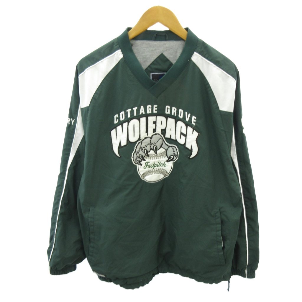 【中古】Holloway ホロウェイ トレーナー ロゴ パッチ バックプリント ナイロン S 緑 グリーン 0121 メンズ 【ベクトル 古着】 260121表記サイズS実寸サイズ身幅：約49cm　着丈：約74cm　ゆき丈：約87cm　　素...