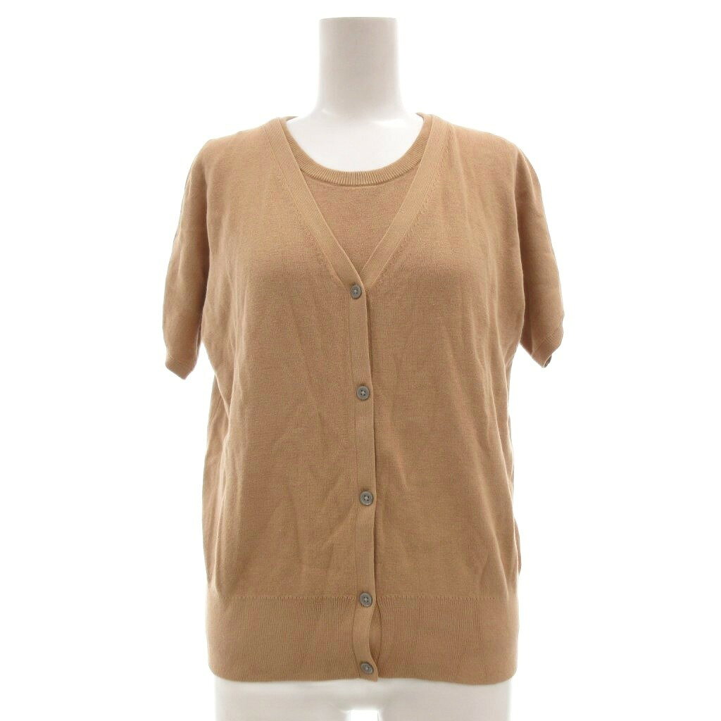 【中古】バナナリパブリック BANANA REPUBLIC 美品 アンサンブルニット S ベージュ 無地 Vネック 半袖 /MG レディース 【ベクトル 古着】 260423ブランドバナナリパブリック BANANA REPUBLIC表記サイ...