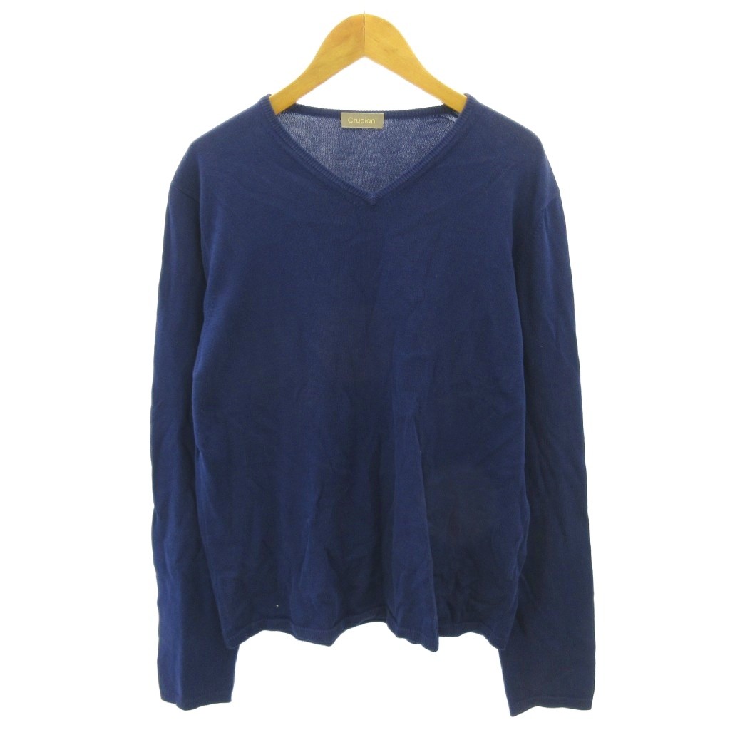 【中古】クルチアーニ cruciani 美品 ニット セーター コットン Vネック 長袖 46 青 ブルー 0625 メンズ 【ベクトル 古着】 260625ブランドクルチアーニ cruciani表記サイズ46実寸サイズ肩幅：約47cm　身...