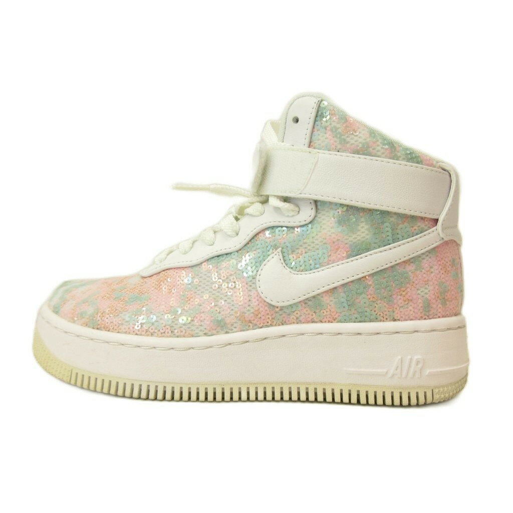 【中古】ナイキ NIKE エアフォース1 AIR FORCE 1 UPSTEP HI LX スニーカー シューズ ハイカット ラメ US6.5 23.5cm 白 ホワイト 898422-100 0615 レディース 【ベクトル 古着】 26...