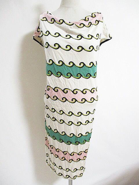 【中古】ダイアンフォンファステンバーグ DIANE von FURSTENBERG ワンピース 総柄 シルク フレンチスリーブ アイボリー 2 レディース 【ベクトル 古着】 200731 ベクトルプレミアム店ブランドダイアンフォンファステ...