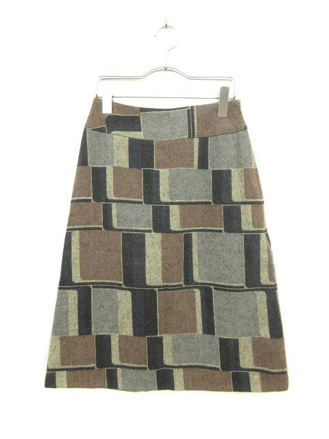 【中古】ワークフォーホリデイユナイテッドアローズ WORK FOR HOLIDAY UNITED ARROWS スカート ミモレ フレア 総柄 ウール 36 マルチカラー /mm レディース 【ベクトル 古着】 180402 ブランド古着ベ...