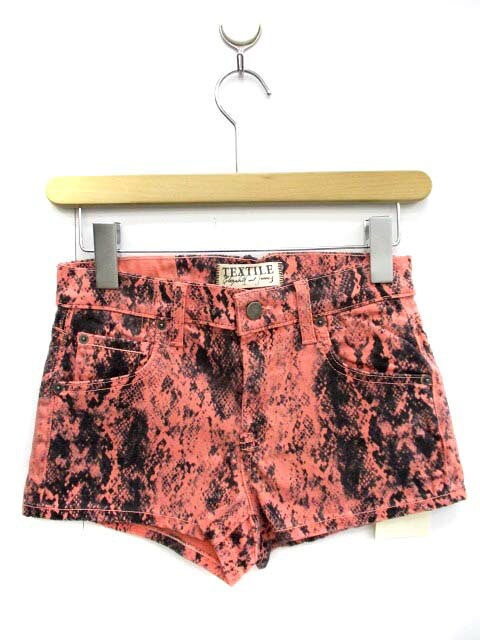 【中古】未使用品 テキスタイル バイ エリザベス アンド ジェームス Textile by Elizabeth and James パンツ デニム ショート パイソン柄 24 ピンク /NT2 ● ■RI レディース 【ベクトル 古着】 1...