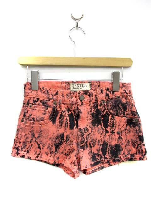 【中古】未使用品 テキスタイル バイ エリザベス アンド ジェームス Textile by Elizabeth and James パンツ デニム ショート パイソン柄 24 ピンク /NT3 ● ■RI レディース 【ベクトル 古着】 1...