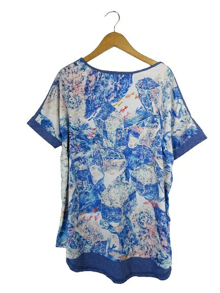 【中古】design tshirts store graphic グラニフ Tシャツ 半袖 プリント サイズ F ネイビー QQQ レディース 【ベクトル 古着】 260314表記サイズF実寸サイズ身幅：55cm　着丈：70cm　ゆき丈：4...
