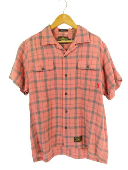 【中古】ダブルタップス WTAPS 開襟 シャツ オープンカラー 半袖 チェック 赤 S 国内正規 ユニセックス ★AA☆ QQQ メンズ 【ベクトル 古着】 260621ブランドダブルタップス WTAPS表記サイズS実寸サイズ肩幅：41c...