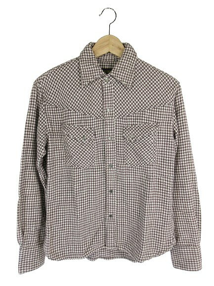 【中古】ザ フラットヘッド THE FLAT HEAD シャツ 長袖 ボタン 千鳥格子 総柄 ブラウン ホワイト サイズ38 QQQ メンズ 【ベクトル 古着】 260628ブランドザ フラットヘッド THE FLAT HEAD表記サイズ3...