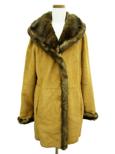 【中古】タルボット TALBOTS コート ファー ミディアム L 茶 ブラウン 【ベクトル 古着】 170307 ブランド古着ベクトルプレミアム店表記サイズL実寸サイズ身幅：56cm　着丈：83cm　ゆき丈：91 　　　　　　　　　　　　...