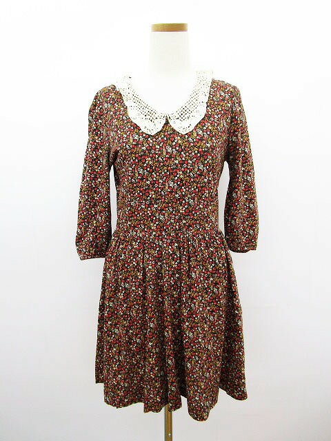 【中古】ザラ ZARA TRAFALUC ワンピース ミニ 花柄 レース 七分袖 M 赤 レッド レディース 【ベクトル 古着】 170403 ブランド古着ベクトルプレミアム店ブランドザラ ZARA表記サイズM実寸サイズ肩幅：36cm　身幅...