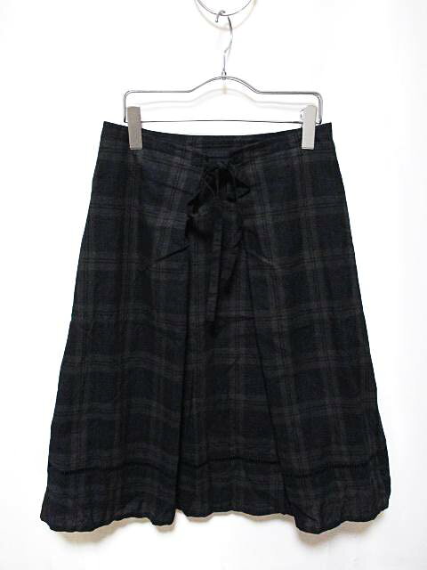 【中古】トレコトン Tres Coton スカート フレア ミモレ丈 チェック 麻 リネン 紺 ネイビー レディース 【ベクトル 古着】 170411 ブランド古着ベクトルプレミアム店表記サイズサイズの表記はございません。実寸サイズウエスト...