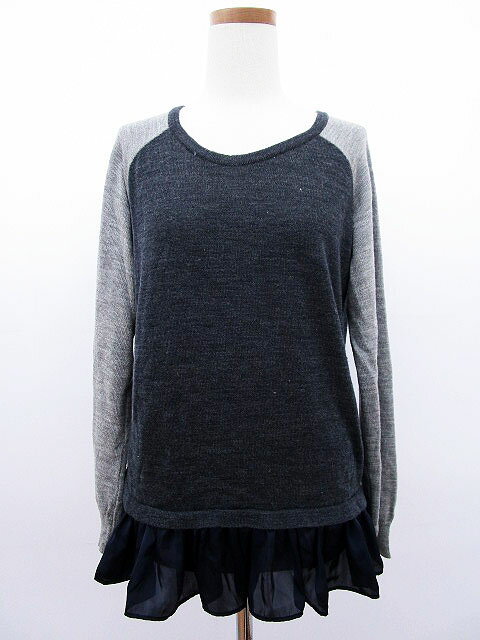 【中古】ラス rous カットソー チュニック 長袖 切替 ウール混 38 グレー レディース 【ベクトル 古着】 170413 ブランド古着ベクトルプレミアム店表記サイズ38実寸サイズ肩幅：36cm　身幅：42cm　着丈：63cm　袖丈：...