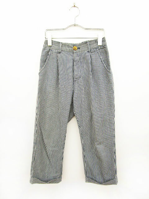 【中古】リベット&サージ rivet&surge パンツ クロップド ストライプ コットン M 黒 ブラック レディース 【ベクトル 古着】 170421 ブランド古着ベクトルプレミアム店表記サイズM実寸サイズウエスト：68cm　もも幅：2...