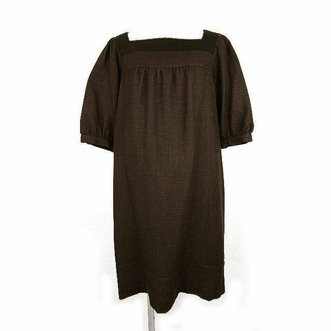 【中古】エニィスィス エニシス anySiS ワンピース スクエアーネック 半袖 ひざ丈 ブラウン 茶 ブラック 黒 2 レディース 【ベクトル 古着】 201005 ベクトルプレミアム店ブランドエニィスィス エニシス anySiS表記サイ...