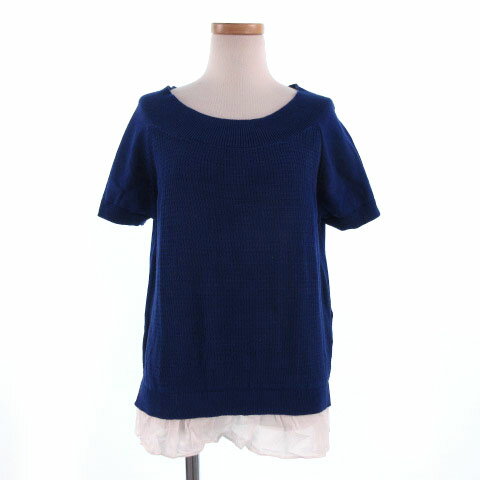 【中古】インデックス INDEX ニット 半袖 レイヤード シルク混 ブルー 青 ホワイト 白 M レディース 【ベクトル 古着】 190122 ブランド古着ベクトルプレミアム店ブランドインデックス INDEX表記サイズM実寸サイズ身幅：4...