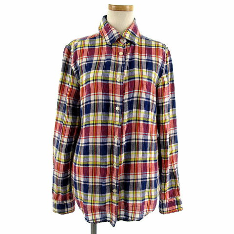 【中古】laf... ロートレアモン シャツ Hardmans リネン 長袖 チェック マルチカラー 2S レディース 【ベクトル 古着】 190304 ブランド古着ベクトルプレミアム店表記サイズ2S実寸サイズ肩幅：41cm　身幅：45.5...