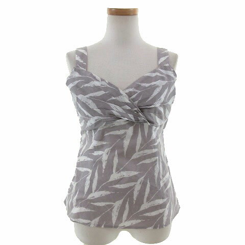 【中古】ローラアシュレイ LAURA ASHLEY カットソー キャミ コットン 総柄 グレー系 ホワイト系 白系 UK8 レディース 【ベクトル 古着】 230123ブランドローラアシュレイ LAURA ASHLEY表記サイズUK 8 E...