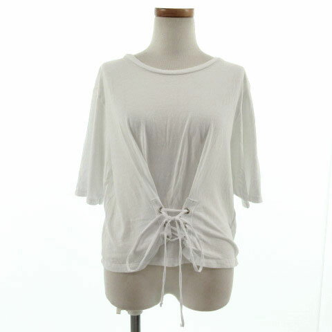 【中古】 ザラ ZARA カットソー 半袖 編み込み リボン コットン混 ホワイト 白 L レディース 【ベクトル 古着】 190615ブランドザラ ZARA表記サイズL実寸サイズ肩幅：40cm　身幅：43cm　着丈：44cm　袖丈：23c...