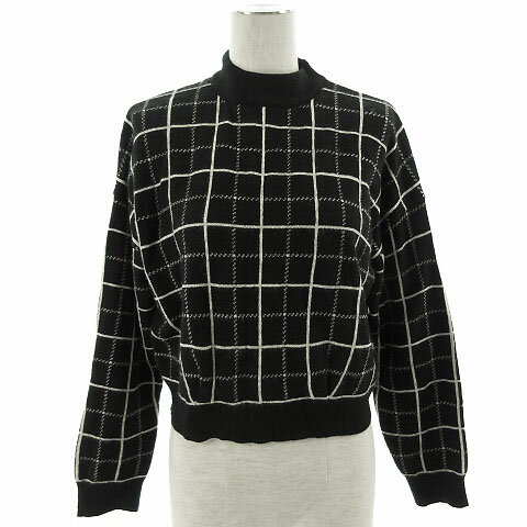 【中古】ローリーズファーム LOWRYS FARM ニット 長袖 モックネック 格子柄 ブラック 黒 ホワイト 白 M レディース 【ベクトル 古着】 200304 ベクトルプレミアム店ブランドローリーズファーム LOWRYS FARM表記...