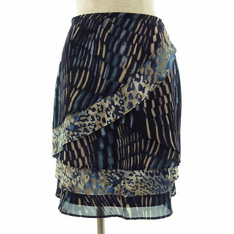 【中古】ビアッジョブルー Viaggio Blu スカート ひざ丈 ティアード 総柄 ネイビー 紺 マルチカラー 1 レディース 【ベクトル 古着】 200425 ベクトルプレミアム店ブランドビアッジョブルー Viaggio Blu表記サイ...