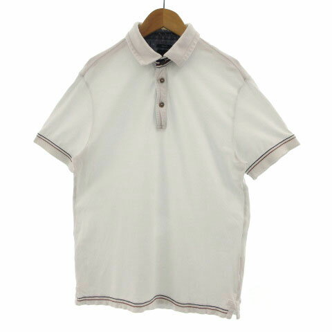 【中古】ヘンリーコットンズ HENRY COTTON'S ポロシャツ 半袖 ライン ホワイト 白 ブルー 青 レッド 赤 M メンズ 【ベクトル 古着】 220924ブランドヘンリーコットンズ HENRY COTTON'S表記サイズM実寸サ...