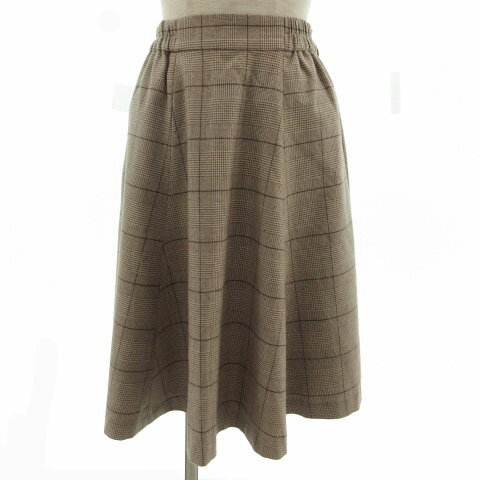 【中古】ジルスチュアート JILL STUART スカート フレア ひざ丈 ウエストゴム グレンチェック ブラウン 茶 ホワイト 白 S レディース 【ベクトル 古着】 220111ブランドジルスチュアート JILL STUART表記サイズ...