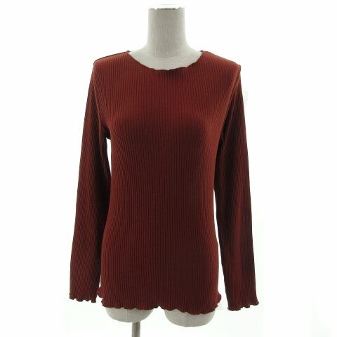 【中古】シェルター SHEL'TTER ニット ボートネック リブ シンプル コットン混 ブラウン 赤茶 F レディース 【ベクトル 古着】 220529表記サイズFREE※実寸サイズをご確認ください。実寸サイズ肩幅：約37cm　身幅：約3...