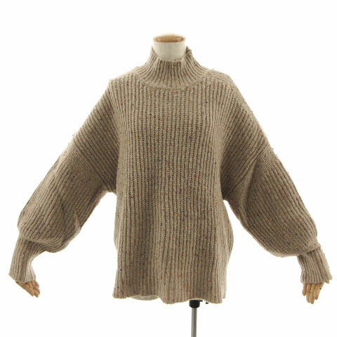 【中古】ロデオクラウンズ Rodeo Crowns ニット セーター ハイネック 長袖 バルーンスリーブ ミックス糸 コットン混 ブラウン 茶 マルチカラー F レディース 【ベクトル 古着】 230925ブランドロデオクラウンズ Rode...