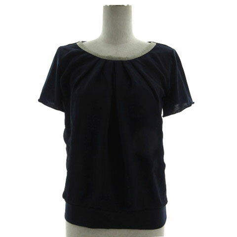 【中古】グリーンレーベルリラクシング ユナイテッドアローズ green label relaxing カットソー タック 切替え シフォン 半袖 日本製 ネイビー 紺 レディース 【ベクトル 古着】 231208ブランドグリーンレーベルリラ...