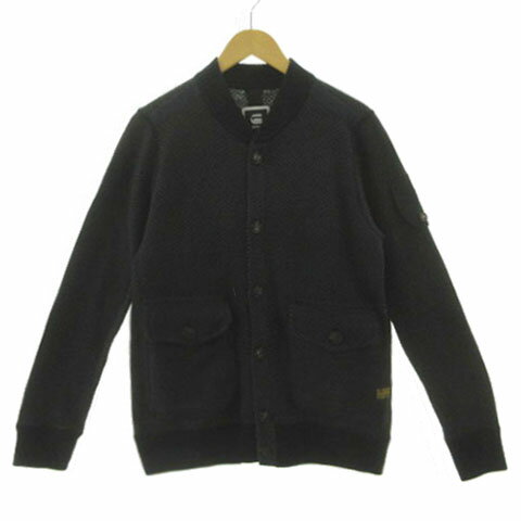 【中古】ジースターロウ G-Star RAW ニットジャケット BONE VEST KNIT リブ切替え ウール混 ヘリンボーン ブラック 黒 グレー M メンズ 【ベクトル 古着】 250822ブランドジースターロウ G-Star RAW...