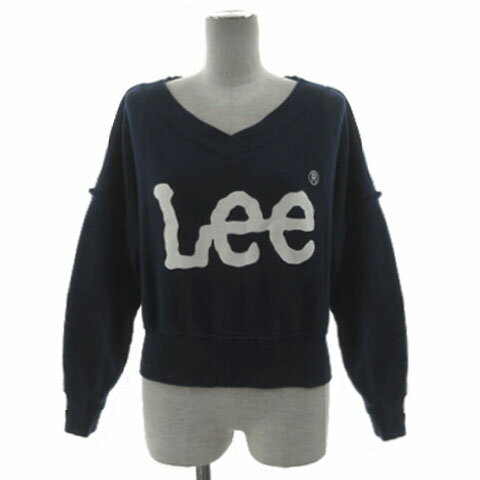 【中古】リー LEE クロスオーバーVネックスウェット トレーナー クロップド丈 ロゴプリント 長袖 ネイビー 紺 M レディース 【ベクトル 古着】 260313ブランドリー LEE表記サイズM実寸サイズ身幅：約55cm　着丈：約45cm...