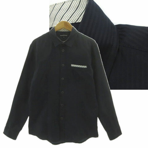 【中古】セマンティックデザイン SEMANTIC DESIGN シャドーストライプシャツ 931793000 胸ポケ 長袖 ネイビー 紺 M メンズ 【ベクトル 古着】 260527ブランドセマンティックデザイン SEMANTIC DESI...