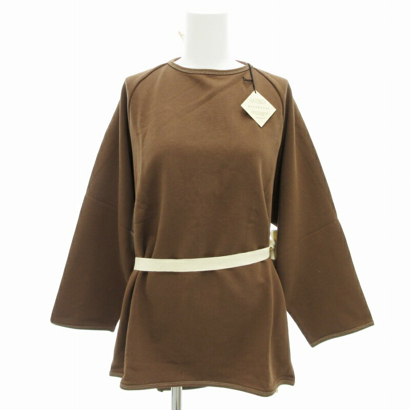 【中古】未使用品 ベースレンジ BASERANGE リブカットソー リボン ボートネック 長袖 F 茶 ブラウン /FF4 0914 ■GY25 ●TZ レディース 【ベクトル 古着】 240914ブランドベースレンジ BASERANGE表...