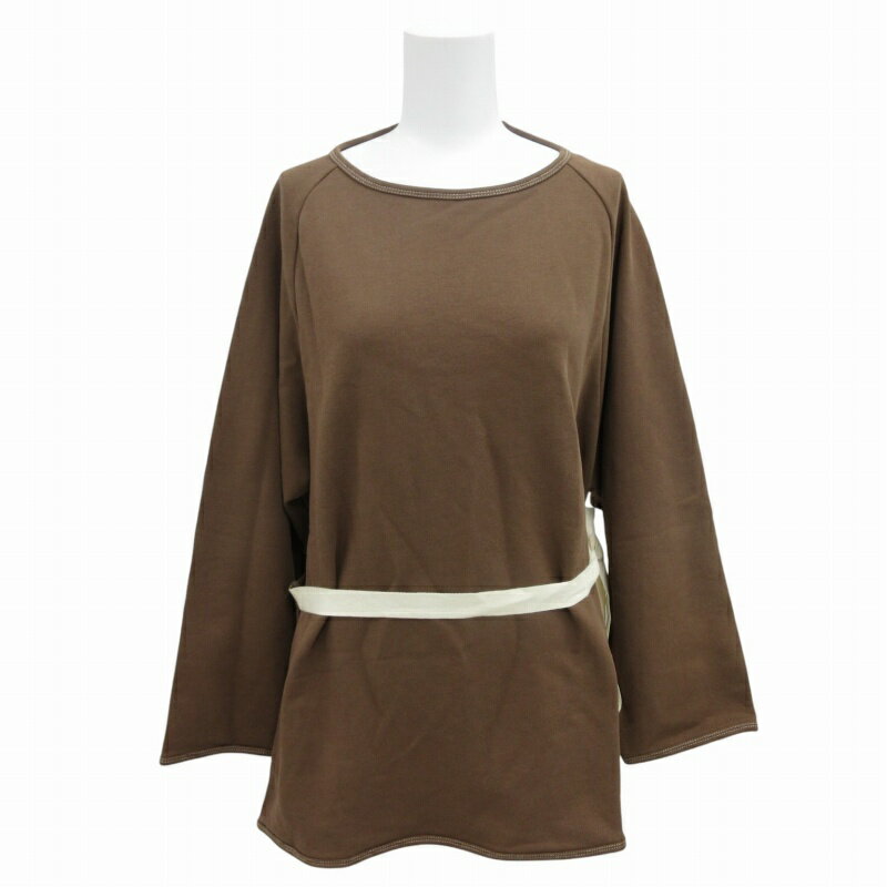 【中古】未使用品 ベースレンジ BASERANGE リブカットソー リボン ボートネック 長袖 F 茶 ブラウン /HD3 0831 ■GY25 ●TZ レディース 【ベクトル 古着】 240831ブランドベースレンジ BASERANGE表...