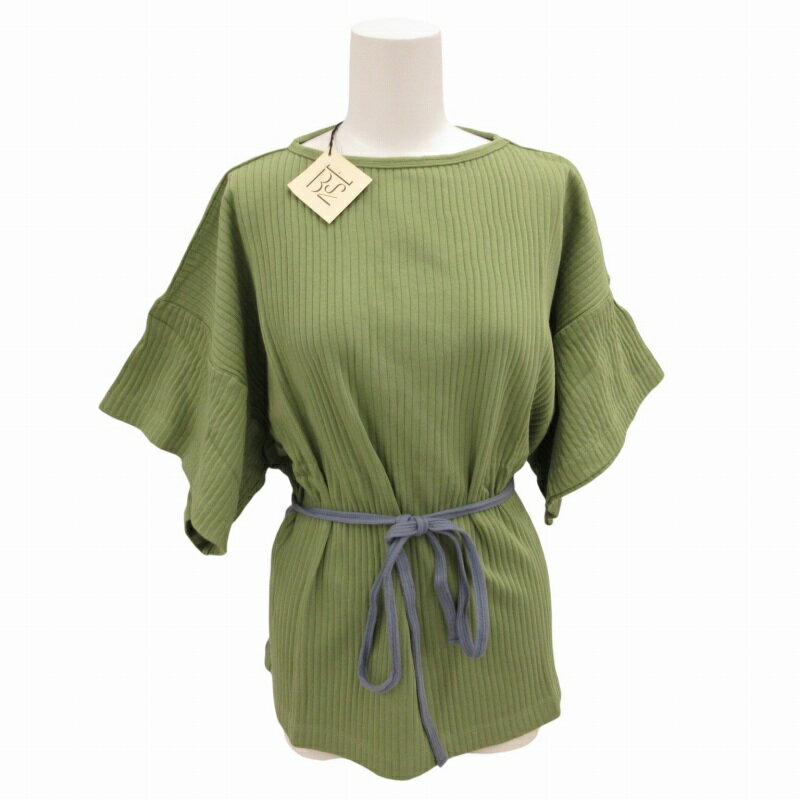 【中古】未使用品 ベースレンジ BASERANGE CLAIR TOP カットソー リブ 5分袖 XS 緑 グリーン 青 ブルー TOCR-RIB-AU21 /FT2 0830 ■GY25 ●TZ レディース 【ベクトル 古着】 24083...