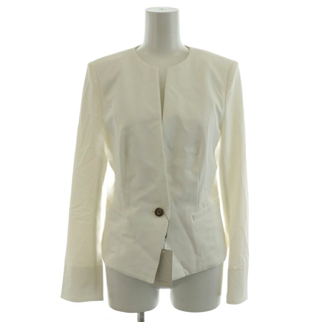 【中古】未使用品 エポカ EPOCA 2020SS 24 TWENTY FOUR JACKET Cool ノーカラージャケット シングル 40 白 ホワイト M5E15-360-01 /AN49 レディース 【ベクトル 古着】 251024...