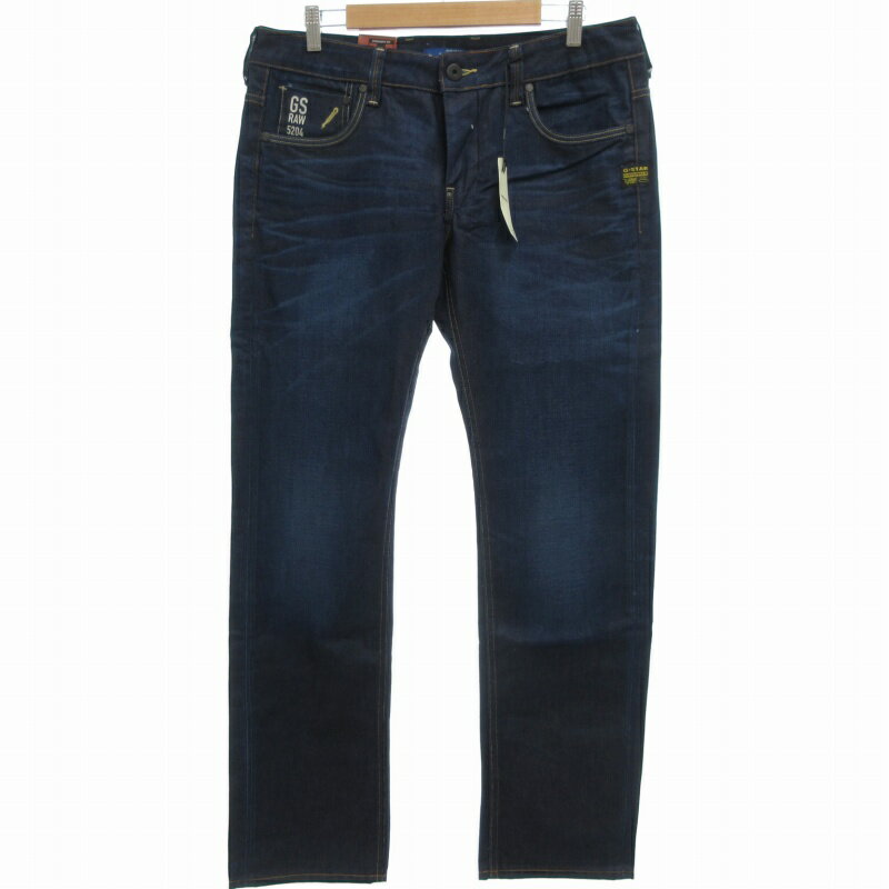 【中古】未使用品 ジースターロウ G-Star RAW タグ付き ATTACC LOW STRAIGHT LEXICON DENIM DK AGED デニムパンツ ジーンズ ストレート ボタンフライ W33 W32 L 濃紺 ネイビー 50...