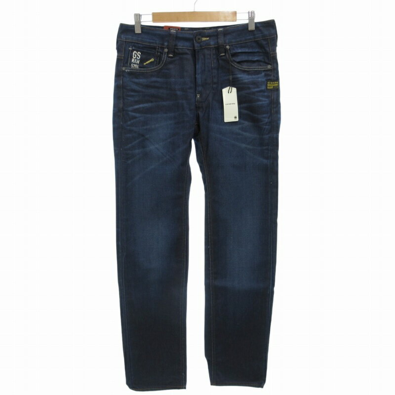 【中古】未使用品 ジースターロウ G-Star RAW タグ付き ATTACC LOW STRAIGHT LEXICON DENIM DK AGED デニムパンツ ジーンズ ストレート ボタンフライ W31 W34 M 濃紺 ネイビー 50...