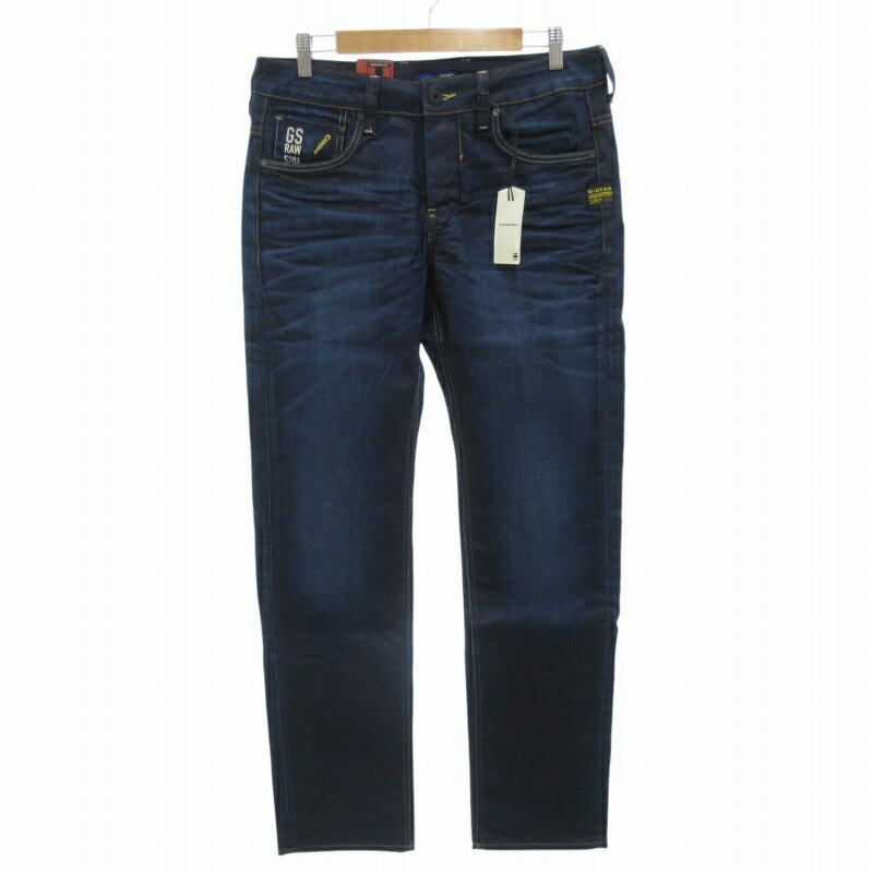 【中古】未使用品 ジースターロウ G-Star RAW タグ付き ATTACC LOW STRAIGHT LEXICON DENIM DK AGED デニムパンツ ジーンズ ストレート ボタンフライ W31 W34 M 濃紺 ネイビー 50...