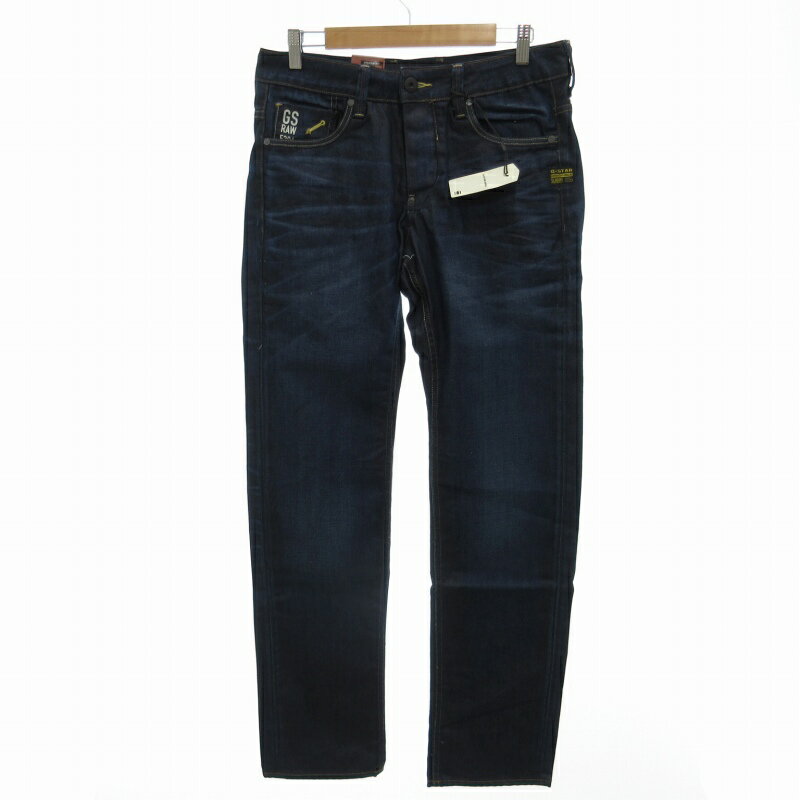 【中古】未使用品 ジースターロウ G-Star RAW タグ付き ATTACC LOW STRAIGHT LEXICON DENIM DK AGED デニムパンツ ジーンズ ストレート ボタンフライ W31 W34 M 濃紺 ネイビー 50...