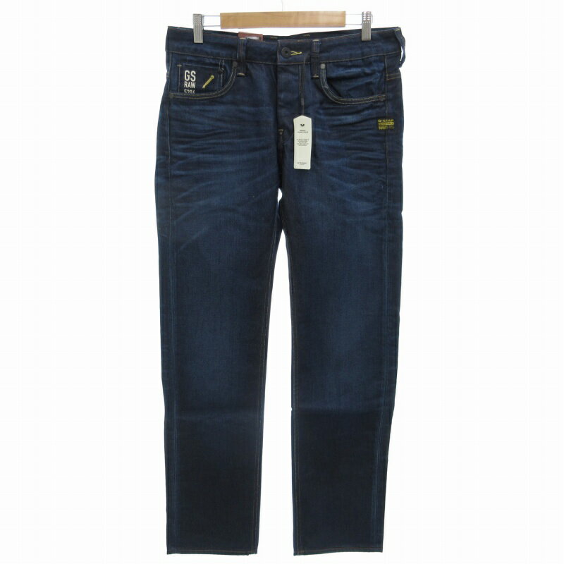 【中古】未使用品 ジースターロウ G-Star RAW タグ付き ATTACC LOW STRAIGHT LEXICON DENIM DK AGED デニムパンツ ジーンズ ストレート ボタンフライ W31 W34 M 濃紺 ネイビー 50...