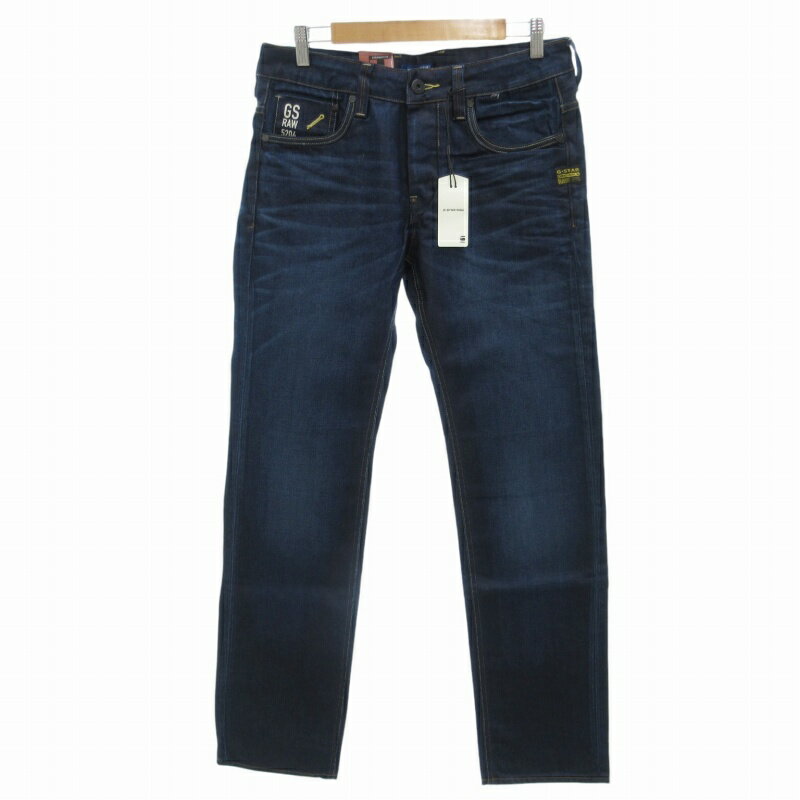 【中古】未使用品 ジースターロウ G-Star RAW タグ付き ATTACC LOW STRAIGHT LEXICON DENIM DK AGED デニムパンツ ジーンズ ストレート ボタンフライ W31 W34 M 濃紺 ネイビー 50...