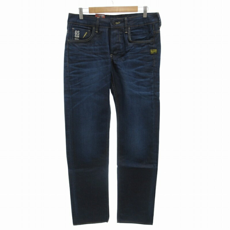 【中古】未使用品 ジースターロウ G-Star RAW タグ付き ATTACC LOW STRAIGHT LEXICON DENIM DK AGED デニムパンツ ジーンズ ストレート ボタンフライ W31 W34 M 濃紺 ネイビー 50...