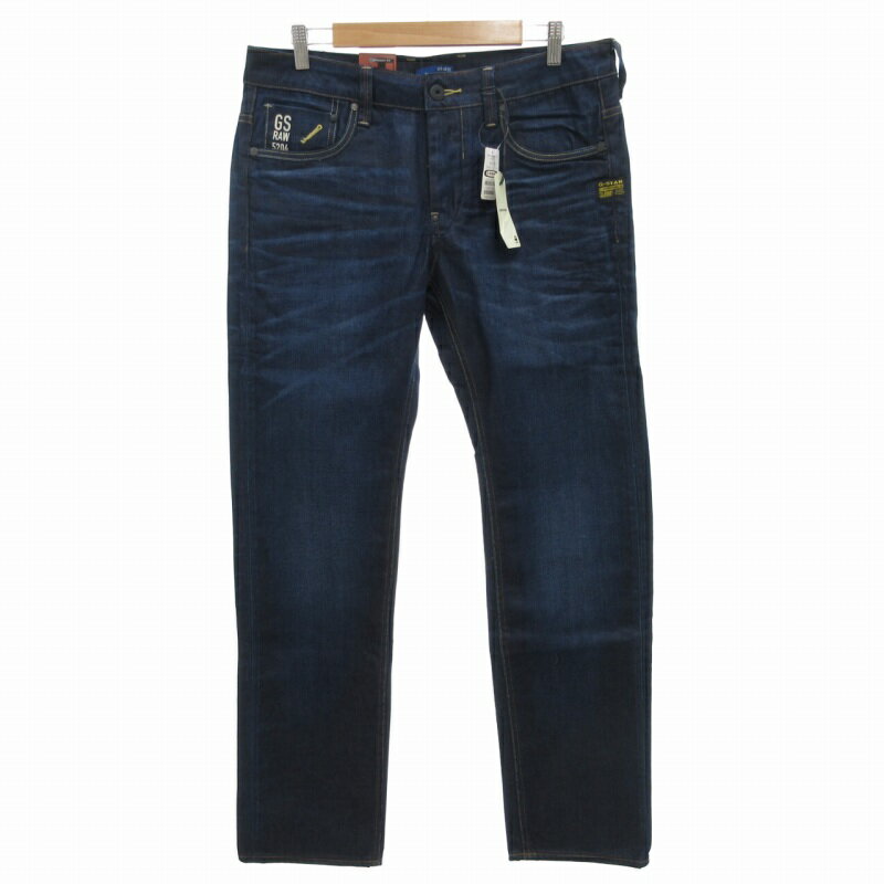 【中古】未使用品 ジースターロウ G-Star RAW タグ付き ATTACC LOW STRAIGHT LEXICON DENIM DK AGED デニムパンツ ジーンズ ストレート ボタンフライ W33 W34 L 濃紺 ネイビー 50...
