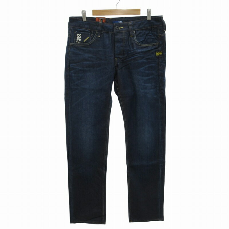 【中古】未使用品 ジースターロウ G-Star RAW タグ付き ATTACC LOW STRAIGHT LEXICON DENIM DK AGED デニムパンツ ジーンズ ストレート ボタンフライ W33 W34 L 濃紺 ネイビー 50...