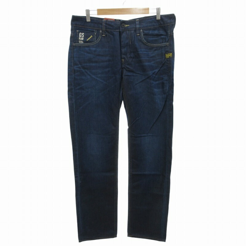 【中古】未使用品 ジースターロウ G-Star RAW タグ付き ATTACC LOW STRAIGHT LEXICON DENIM DK AGED デニムパンツ ジーンズ ストレート ボタンフライ W33 W34 L 濃紺 ネイビー 50...